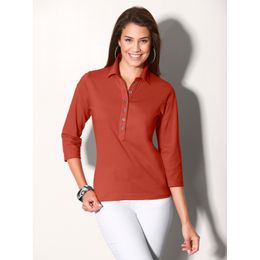 Heine Damen Polo-Shirt, Orange, Gr. 50, 3/4 Arm Shirts, Material: Baumwolle
