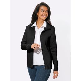 WITT Damen Strickjacke mit 2-Wege-Rei&szlig;verschluss, schwarz, Gr&ouml;&szlig;e 50