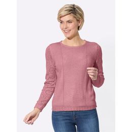 WITT Damen Ajourpullover mit gerippten Abschl&uuml;ssen, altrosa, Gr&ouml;&szlig;e 40