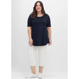 sheego Damen Longshirt mit abgerundetem Saum, nachtblau, Gr&ouml;&szlig;e 52/54