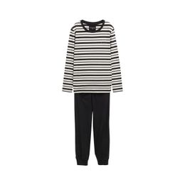 Tom Tailor Damen Pyjama-Set mit Streifenmuster, grau, Gestreift, Gr. 36
