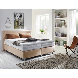 Boxspringbett "Ambiente, wahlweise in verschiedenen Gr&ouml;&szlig;en & Farben", beige, B:215cm L:210cm, Westfalia Schlafkomfort, Komplettbetten, Boxspringbett, in verschiedenen H&auml;rtegraden, wahlweise mit Topper