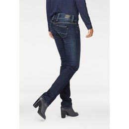 Straight-Jeans Pepe Jeans "VENUS", Damen, Gr. 25, Länge 32, blau (h06 stretch ultra schwarz), Denim/Jeans, Obermaterial: 98% Baumwolle, 2% Elasthan, unifarben, regular fit lang, Jeans, mit schmalem Bein