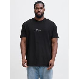Jack & Jones PlusSize T-Shirt "JJESOHO TEE SS CREW NECK NOOS PLS", Herren, Gr. 5XL, schwarz, Jersey, Obermaterial: 100% Baumwolle, JACK & JONES PLUSSIZE, bedruckt, regular fit hüftbedeckend, Rundhals, Shirts, mit Logobranding