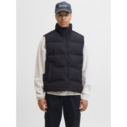 Jack & Jones Steppweste JACK & JONES "JJESOHO BODYWARMER COLLAR SN", Herren, Gr. XS, schwarz, Web, Obermaterial: 100% Polyester, unifarben, regular fit hüftlang, Westen