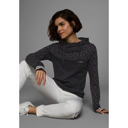Hoodie Kangaroos, Damen, Gr. 44-46 (L), schwarz, Interlock, Obermaterial: 100% Baumwolle. Bündchen: 100% Baumwolle, bedruckt, kontrastfarbene Details, unifarben mit Farbeinsatz, Casual, figurbetont, Sweatshirts, Langarm, figurbetonter Schnitt, aus Baumwolle, mit Kapuze