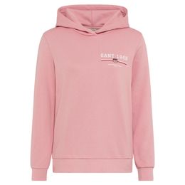 Hoodie Gant "REG GRAPHIC HOODIE", Damen, Gr. XXL, summer rose, Sweatware, Obermaterial: 80% Baumwolle, 20% Polyester, regular fit, Rippbündchen, Sweatshirts, gerippte Abschlüsse, Kapuze ohne Kordel