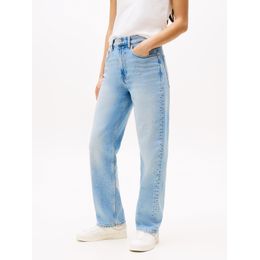 Straight-Jeans Tommy Jeans "LAYLA HR SLIM STR", Damen, Gr. 27, L&auml;nge 30, blau (denim light), Denim/Jeans, Obermaterial: 81% Baumwolle, 18% Lyocell, 1% Elasthan, unifarben, slim fit kn&ouml;chellang, Jeans Straight-Jeans, in Kn&ouml;chell&auml;nge