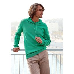 H.I.S. Hoodie H.I.S "Strickpullover mit Kapuze", Herren, Gr. XL (56/58), grün, Feinstrick, Obermaterial: 60% Baumwolle, 40% Polyester, unifarben, regular fit normal, Rundhals, Strickbündchen, Sweatshirts, Feinstrick aus pflegeleichter Baumwollmischung