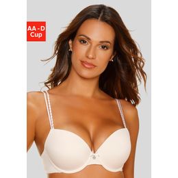 Push-up-BH Lascana, Damen, Gr. 70, Cup C, beige (puder), Microtouch, Obermaterial: 82% Polyamid (TACTEL), 18% Elasthan (LYCRA), BHs Push-up-BH, mit B&uuml;gel und mit Spaghettitr&auml;gern, Dessous