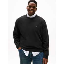 Tommy Hilfiger Big & Tall Rundhalspullover "BT-PIMA ORG CTN CASHMERE CN-B", Herren, Gr. XXL, schwarz, Strick, Obermaterial: 92% Baumwolle, 8% Wolle, TOMMY HILFIGER BIG & TALL, Rundhals, B&uuml;ndchen, Pullover Rundhalspullover