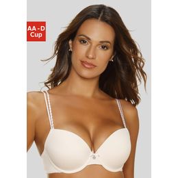 Push-up-BH Lascana, Damen, Gr. 70, Cup AA, beige (puder), Microtouch, Obermaterial: 82% Polyamid (TACTEL), 18% Elasthan (LYCRA), BHs, mit Bügel und mit Spaghettiträgern, Dessous