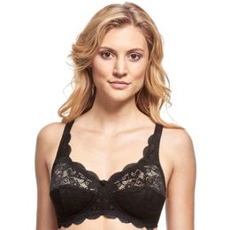 SuSa Damen BH ohne Bügel aus elastischer Spitze, pflaume + schwarz, Größe 95B