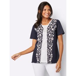 WITT Damen 2-in-1-Shirt mit eingen&auml;htem Top, bedruckt, marine-ecru, Gr&ouml;&szlig;e 52