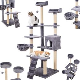Ecosa XXL Katzenbaum Kratzbaum groß 170cm Kletterturm mit mehreren Plattformen