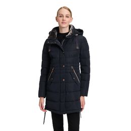 Steppjacke Gil Bret, Damen, Gr. 42, blau (schwarz navy), Web, Obermaterial: 100% Polyester, unifarben, figurbetont kniefrei, Rundhals, Jacken Steppjacke, mit abnehmbarer Kapuze