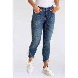 7/8-Jeans Angels "Ornella", Damen, Gr. 46, N-Gr, blau (mid blau r), Denim/Jeans, Obermaterial: 92% Baumwolle, 6% Polyester, 2% Elasthan, slim fit 7/8-L&auml;nge, Jeans, mit Strassteinchen am Beinabschlu&szlig;