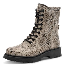 Schnürstiefelette Tamaris, Damen, Gr. 41, beige (beige snake), Textil, Reptilienprägung, Schuhe, Blockabsatz, Schnürboots mit trendiger Prägung