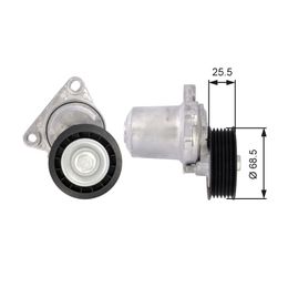 GATES Spannrolle, Keilrippenriemen DriveAlign&reg; Riemenspanner, 68,5mm f&uuml;r MAZDA LFG1-15-980B LFG1-15-980C LFN3-15-980A T39074
