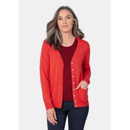 GOLDNER Kurzgr&ouml;&szlig;e: Uni Merino-Cardigan Langarm in rot | Gr.: 23