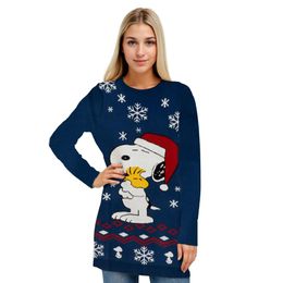 The Peanuts Snoopy Strickkleid Warm Kisses Winter Strick Kleid in blau | Gr.: M