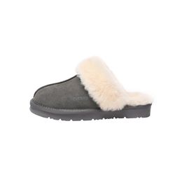 EVERAU Australia Leder Hausschuhe Raven in Grau | Gr.: 39