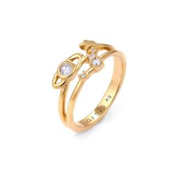 Elli Ring 925 Sterling Silber in Gold | Gr.: 56