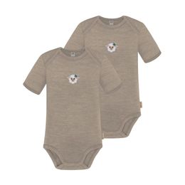Normani Outdoor Sports 2er Set Baby Merino Body Kurzarm Tauranga in Beige | Gr.: 92