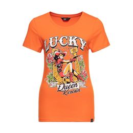 Queen Kerosin Print T-Shirt Lucky in orange | Gr.: XL