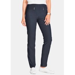 GOLDNER Kurzgr&ouml;&szlig;e: Schlupfhose LOUISA mit Steppn&auml;hten in marine | Gr.: 22