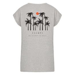 F4NT4STIC Extended Shoulder T-Shirt Escape Discover the World Palm Trees in grau meliert | Gr.: XL