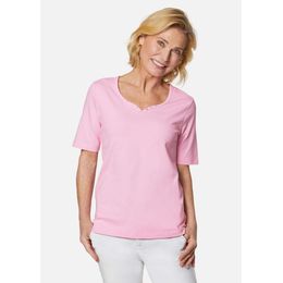 GOLDNER Halbarm Basic-Shirt aus Baumwolle in geranie | Gr.: 54