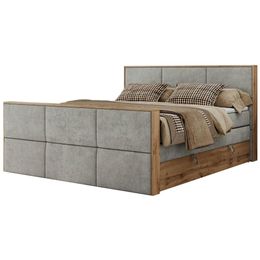 Höffner Boxspringbett mit Bettkasten Albero 2 King Duo ¦ grau ¦ Maße (cm): B: 188 H: 113 » Höffner