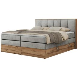 Höffner Boxspringbett mit Bettkasten Albero 1 King ¦ grau ¦ Maße (cm): B: 148 H: 113 » Höffner