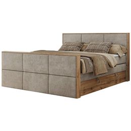 Höffner Boxspringbett mit Bettkasten Albero 2 King Duo beige Maße (cm): B: 168 H: 113 » Höffner