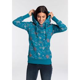 Ragwear Kapuzensweatshirt »GRIPY FLOWERS O« Hoodie mit floralem All Over-Druck blue XS (34) XS (34) Vegan, von PETA verifizierter Langarm Pullover...
