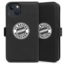 DeinDesign iPhone 13 Handy Klapph&uuml;lle Handyh&uuml;lle aus Kunst Leder schwarz Flip Case Fcb Coat Of Arms Fc Bayern M&uuml;nchen Sideflip mit Lasche