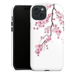 DeinDesign iPhone 15 Plus Handy Panzer Handyhülle robuste Outdoor Hülle Schutzhülle matt Cherry Blossom Japan Aisa Tough Case