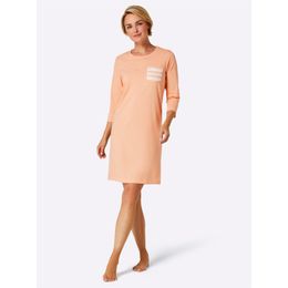 w&auml;schepur w&auml;schepur Damen Sleepshirts im Baumwoll-Mix, apricot + apricot-ecru-gestreift, Gr&ouml;&szlig;e 36/38