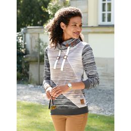 WITT Damen Sweatshirt mit elastischen Bündchen, graphit-ecru-bedruckt, Größe 38