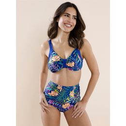 WITT Damen Bikini-Oberteil mit Zierriegel, bedruckt, royalblau-bedruckt, Gr&ouml;&szlig;e 54D