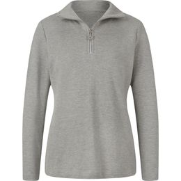 Damen Langarmshirt mit Schneeflocken-Anh&auml;nger grau-meliert, Gr&ouml;&szlig;e 46