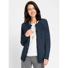 WITT Damen Strickjacke mit Raglan-Ärmeln, dunkelblau-meliert, Größe 40