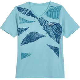 Damen Sportshirt mit Stretch-Anteil aquamarin-gemustert Gr&ouml;&szlig;e 52/54