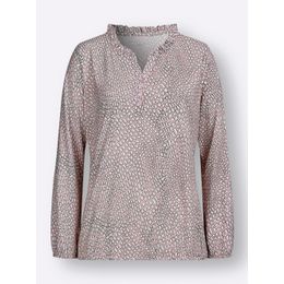 WITT Damen Langarmshirt im Material-Mix, hortensie-ecru-bedruckt, Gr&ouml;&szlig;e 38