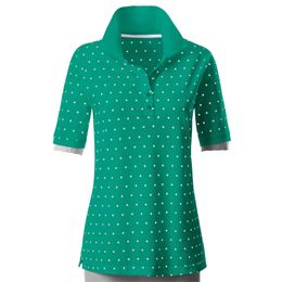 WITT Damen Poloshirt in P&uuml;nktchen-Dessin, smaragd-getupft, Gr&ouml;&szlig;e 44