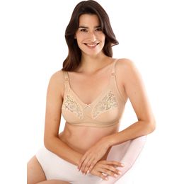 Naturana Damen BH ohne Bügel mit Spitzeneinsatz im Obercup puder, Größe 100B
