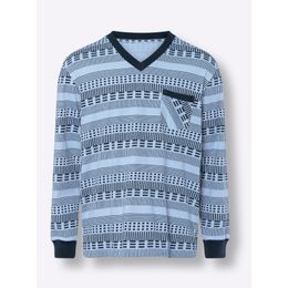 WITT Herren Schlafanzug, eisblau-dunkelblau-bedruckt, Gr&ouml;&szlig;e 48/50