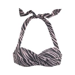 Lascana Damen Bandeau-Bikini-Top, schwarz-bedruckt, Gr&ouml;&szlig;e 34B