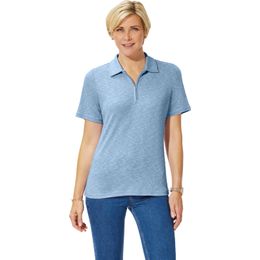 Damen Poloshirt in Melange-Optik bleu-meliert, Gr&ouml;&szlig;e 44